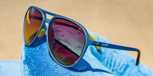 Goodr Frequent Skymall Shoppers Blue Aviator Running Sunglasses, Glare Reducing Blue Polarized Gradient Lenses, UV400 Protection Block, Frame Constructed to Eliminate Slip & Bounce, Large