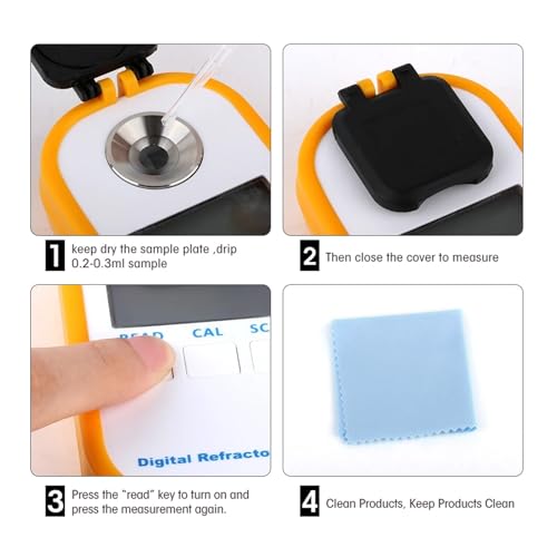 KYKYK Refractometer, Auto Refractometer Digital Honey Refractometer Sugar Syrup Meter 0-90.0% Brix Refractometer Baume Honey Concentration for Fruit, Homebrewing, Juice, Vegetables