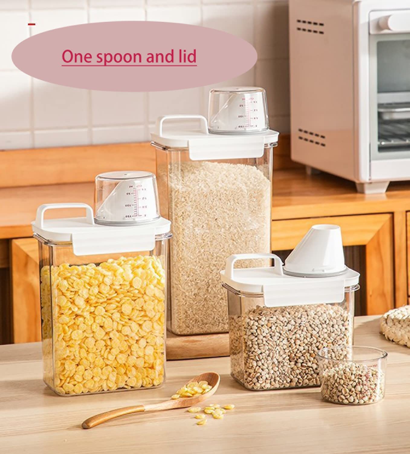 GOSUNA Cereal Dispenser Easy Flow Storage Jar Plastic Grocery Container, Cereal Containers Storage, Food Storage Containers, Dry Food Storage Containers,Multifunctional Kitchen Storage Box (1100ml)