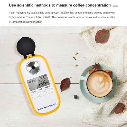 KYKYK Refractometer, 2-in-1 Auto Refractometer for Coffee Hydrometer Brix TDS Concentration Meter Tester Detector Digital Measure Coffee Sugar Meter for Fruit, Homebrewing, Juice, Vegetables