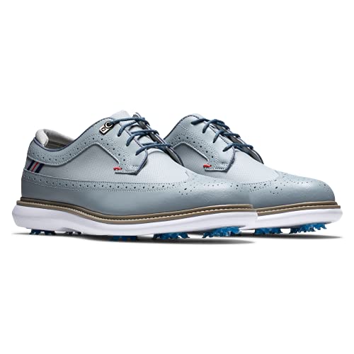 FootJoy Men's Traditions-Shield Tip Previous Season Style Golf Shoe, Grey/Grey/Red, 9 Wide