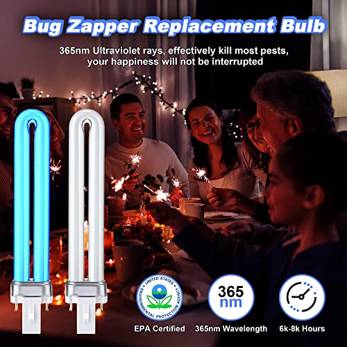 Kittmip Bug Zapper Replacement Bulb Compatible with 21050 9W UV Bulb Compatible with Models DT3009 DT3019 DT3039 Single U Shaped Twin Tube Ultraviolet Mosquito Killer Lamp Bulb (2 Packs)