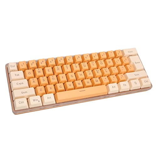 Jakoo Mechanical Keyboard, Ultra Small Gaming Keyboard, Keyboard Up and Down, 61 Wired Home Keys Beige Orange