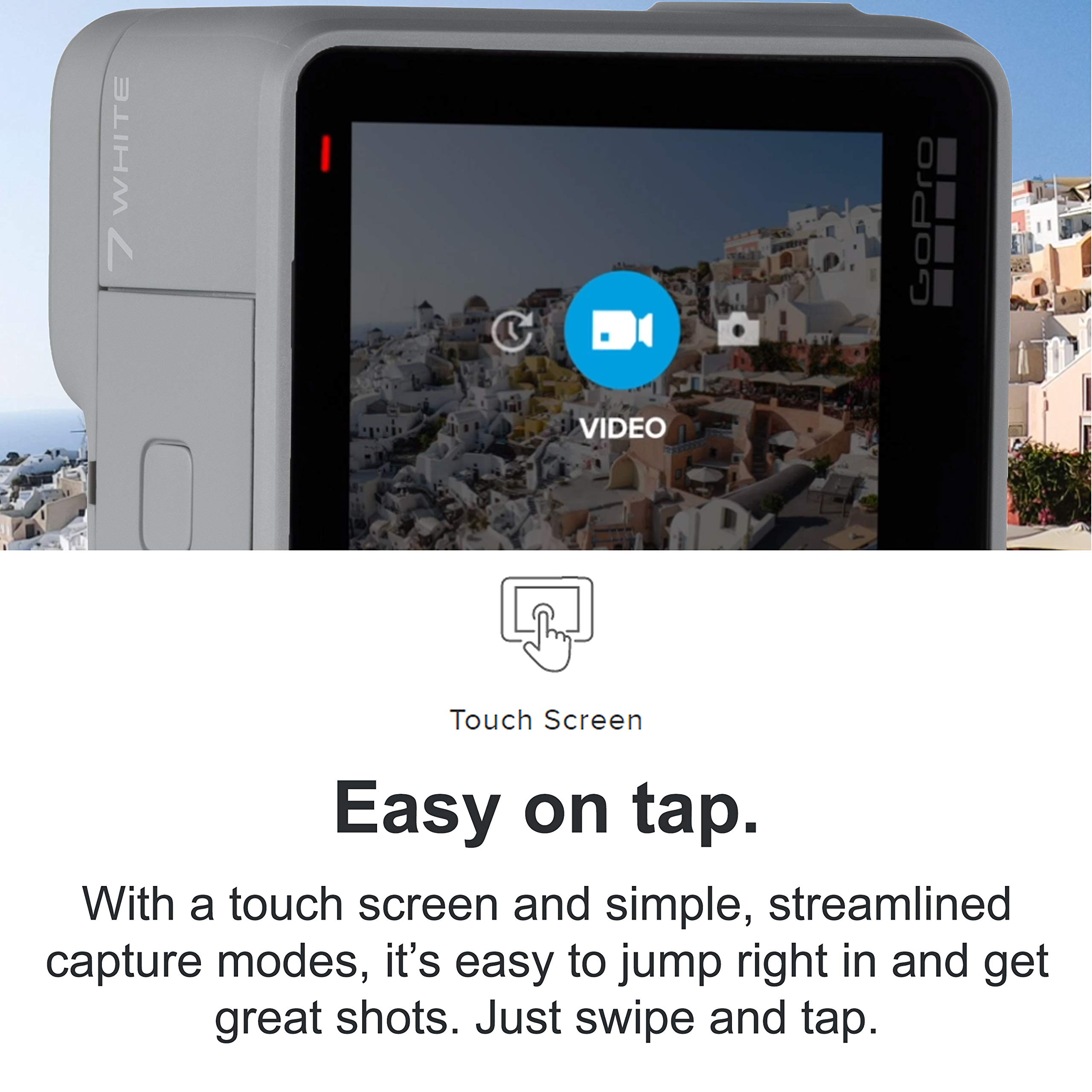 GoPro HERO7 White + 64 GB SD Card - E-Commerce Packaging - Waterproof Digital Action Camera with Touch Screen 4K HD Video 10MP Photos Live Streaming Stabilization