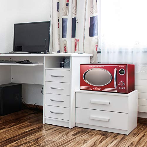 Nostalgia RMO4RR Retro Large 0.9 cu ft, 800-Watt Countertop Microwave Oven, 12 Pre-Programmed Cooking Settings, Digital Clock, Easy Clean Interior, Metallic Red