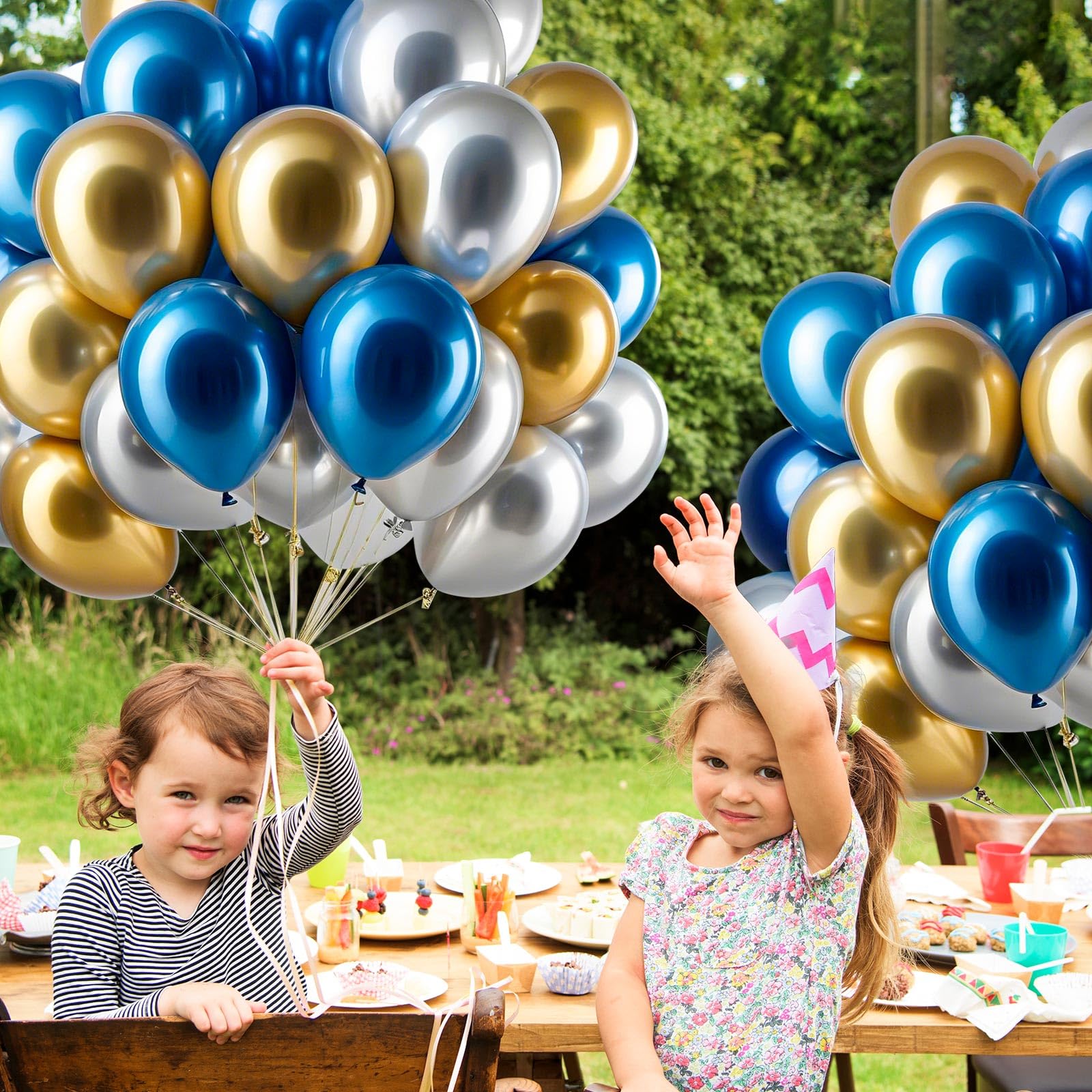 Metallic Gold Silver Balloon and Metallic Blue Balloon for Baby Shower Birthday Graduation Wedding Party Decorations