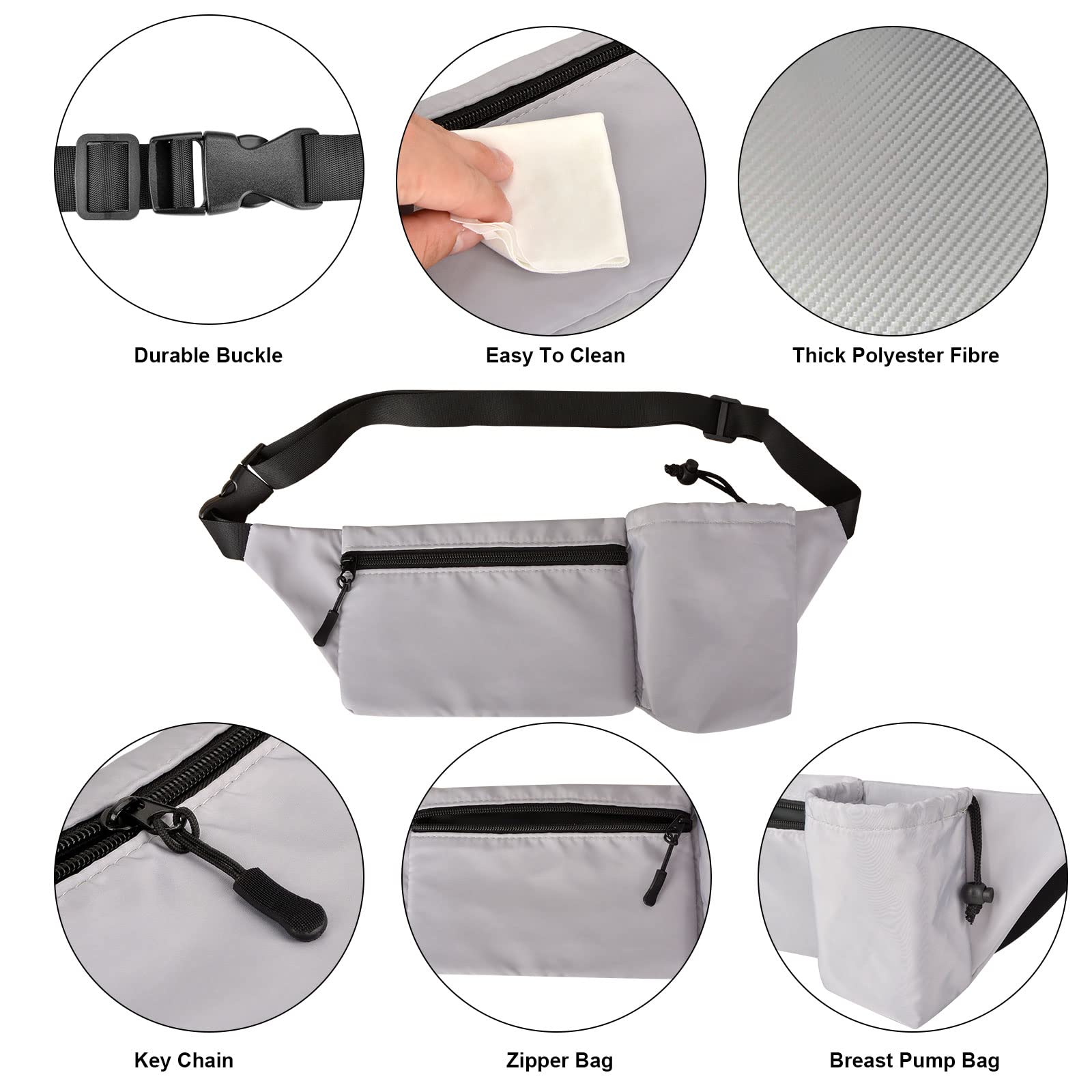 iGuerburn Breast Pump Bag for Medela Freestyle Hands-free and Elvie Stride Breast Pump, Medela Freestyle Flex Fanny Pack Accessories with Adjustable Belt for Working Moms (Grey)