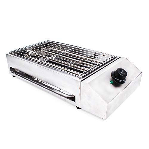 PIAOCAIYIN Gas BBQ Grill, 2 Burner LPG portable grill, Stainless Steel Camping Party BBQ Tabletop, Adjustable Height Propane Tabletop Gas Grill, Smokeless Outdoor Barbecue Cooker for Camping Cooking