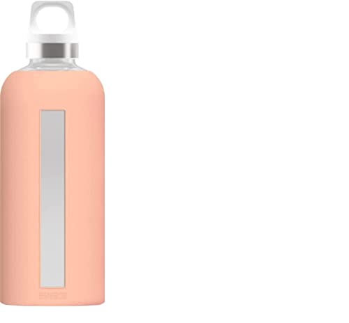 SIGG - Glass Water Bottle - Star Shy Pink - Soft Silicon Cover - Leakproof - Dishwasher Safe - BPA Free - Broscilate Glass - 17 Oz