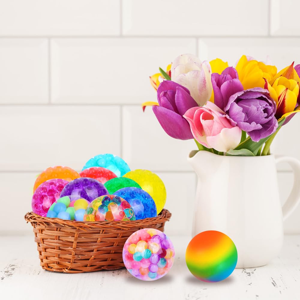 DULEFUN Stress Balls 12pcs Squishy Balls for Adults Stress Relief Squeeze Fidget Balls Set for Party Favors Gifts