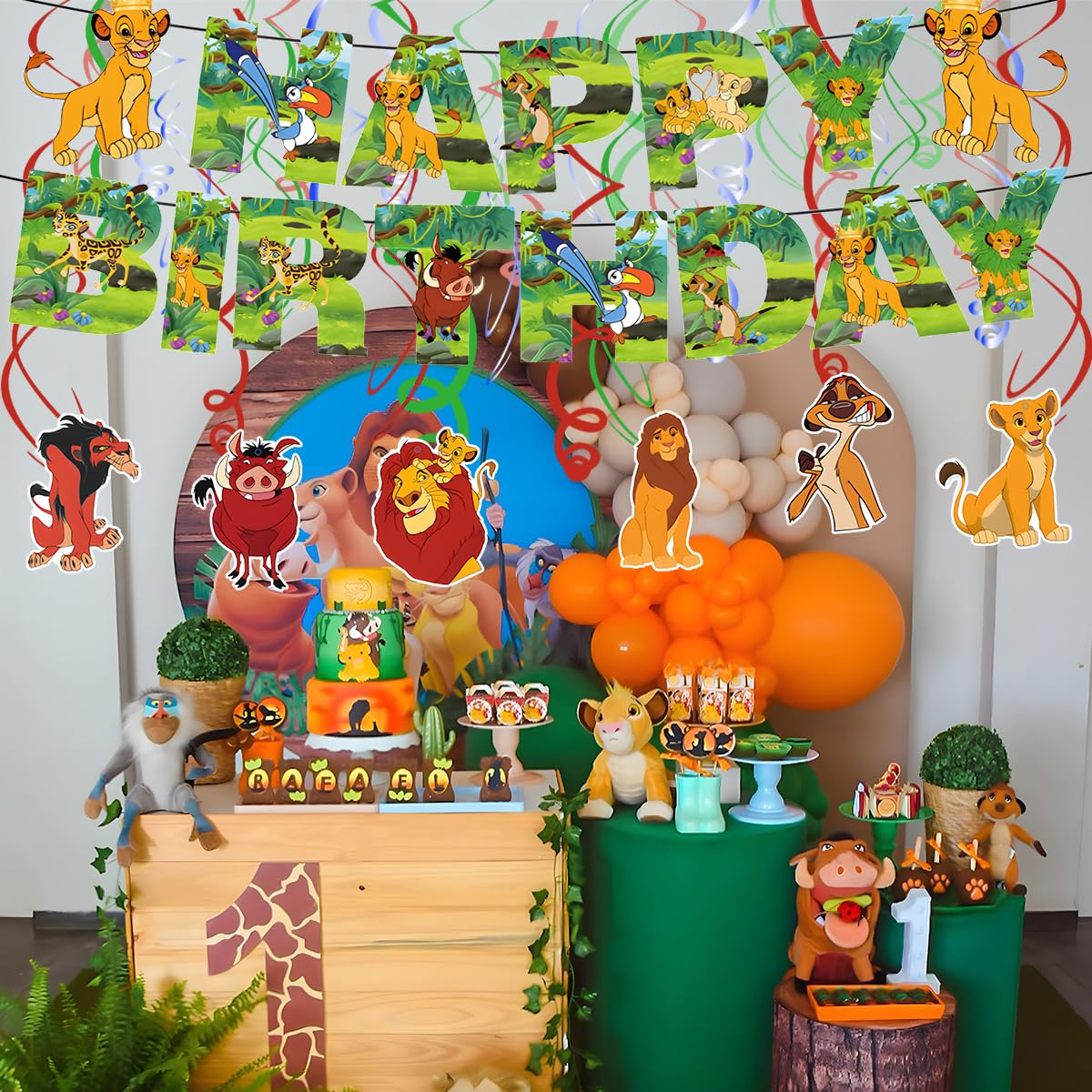 NVDFJEU Party Banner Hanging Swirls For Lion King,For lion Birthday Theme Party Decorations Supplies, Greener