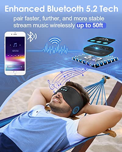 Sleep Headphones Bluetooth Headband Sleeping Headphones Headband 10Hrs Wireless Music Eye Mask with Comfortable Earbuds for Side Sleepers, Women Men Tech Gift for Birthday Christmas Stocking Stuffers