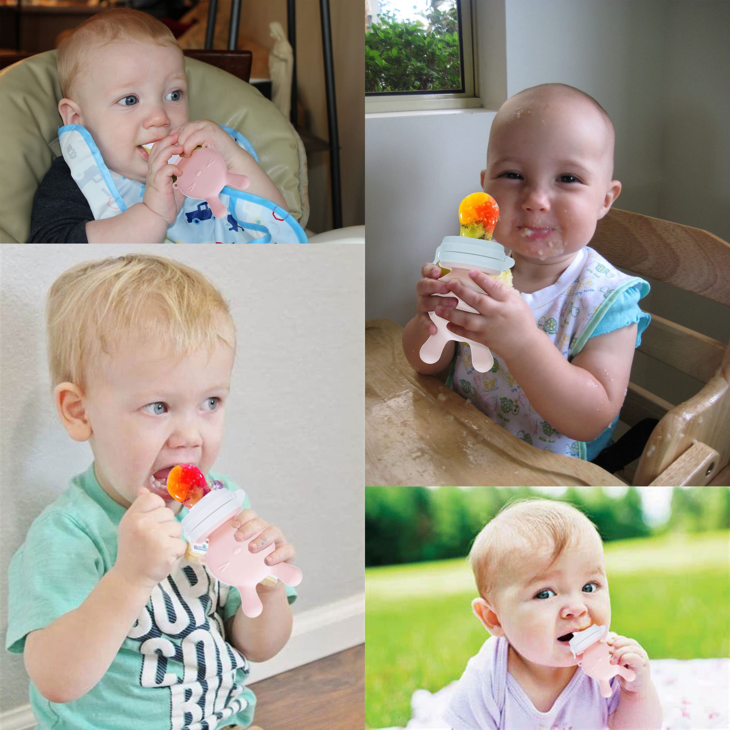 WYSLP Baby Silicone Fruit Food Mesh Feeder Pacifier-Teething Toys for Babies 0-3-4-6-12-18 Months,Self-Feeding Soft Teether Utensils,Infant Toddler Kids Girls Boys,Pink