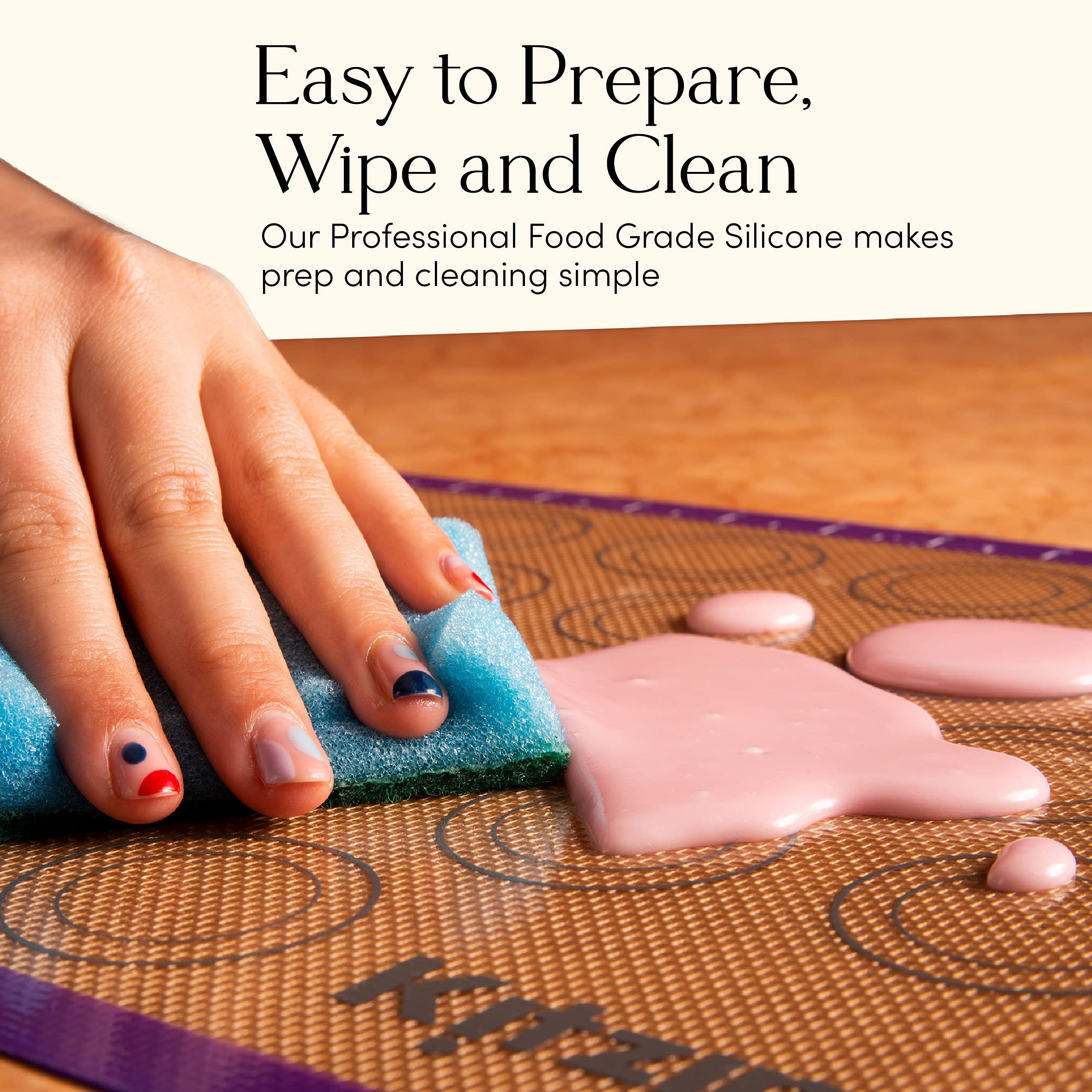 Kitzini Macaron Silicone Baking Mats. 2 Half Macaron Mats. BPA-Free Cookie Sheet. Non Stick Macaron Baking Mat. Professional Grade Silicon Baking Mat. Perfect for Macarons, Macaroons, Pastry & Cookies