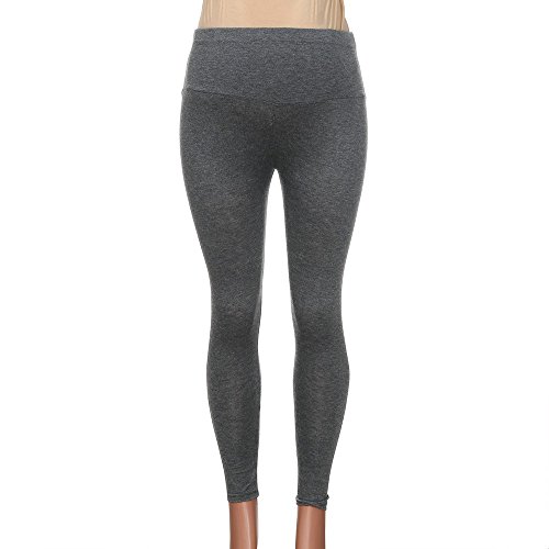 Women's Pregnant Pants Workout Active Stretchy Pants Capri Maternity Leggings Over The Belly Maternity Trousers (Dark Gray, L)