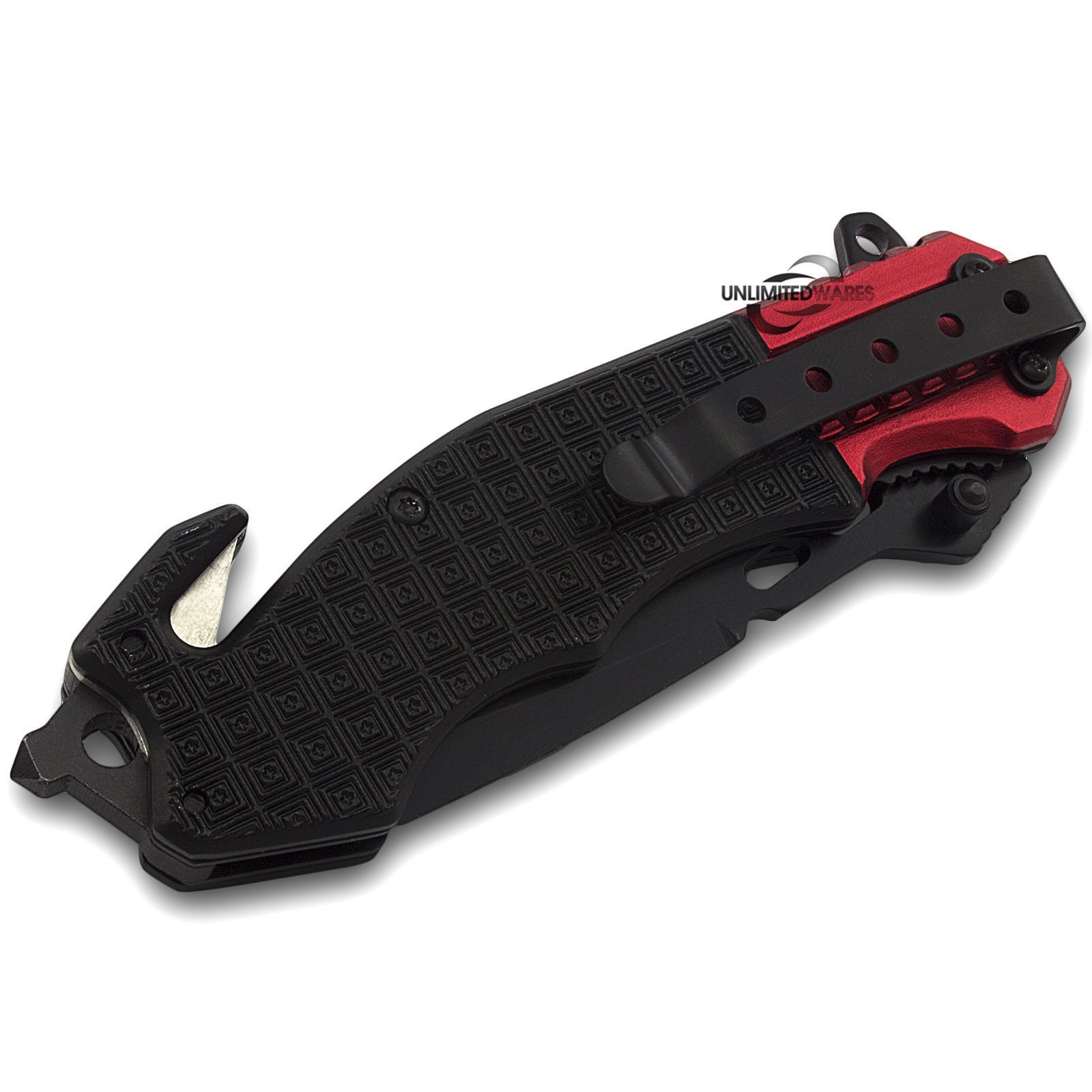 Spring Assisted Fire Department Pocket Knife for Men with Glass Breaker. with Ultra Sharp Blade Premium Tactical Folding Knife Survival Hunting Camping Knives