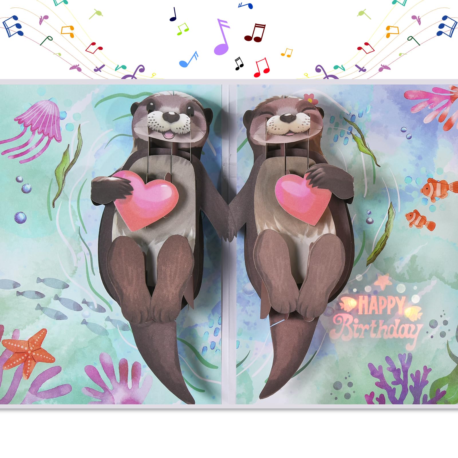 Otter Pop Up Birthday Card for Wife,Husband,Fiance, Funny Romantic Birthday Card for Her - 'Happy Birthday To My Otter Halfā - Musical 3D Birthday Cards for Boyfriend or Girlfriend-Cute Animal Humor