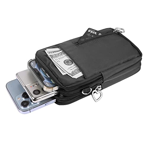 Small Crossbody Wallet Phone Bag Women Mini Shoulder Purse for iPhone 14 Pro Max 14 Plus iPhone 13 MIni 13 Pro Max 12 Pro Max XR 11 Pro Max X XS Max BLU Bold N2 G90 G91 TCL 30 Z 6.1 (Black)