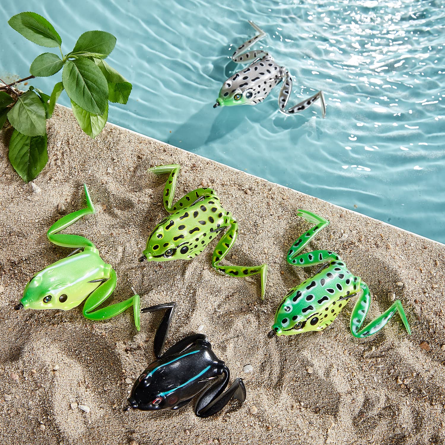 Frog Lures for Bass Fishing with Bionic Legs 5PCS FX Lure