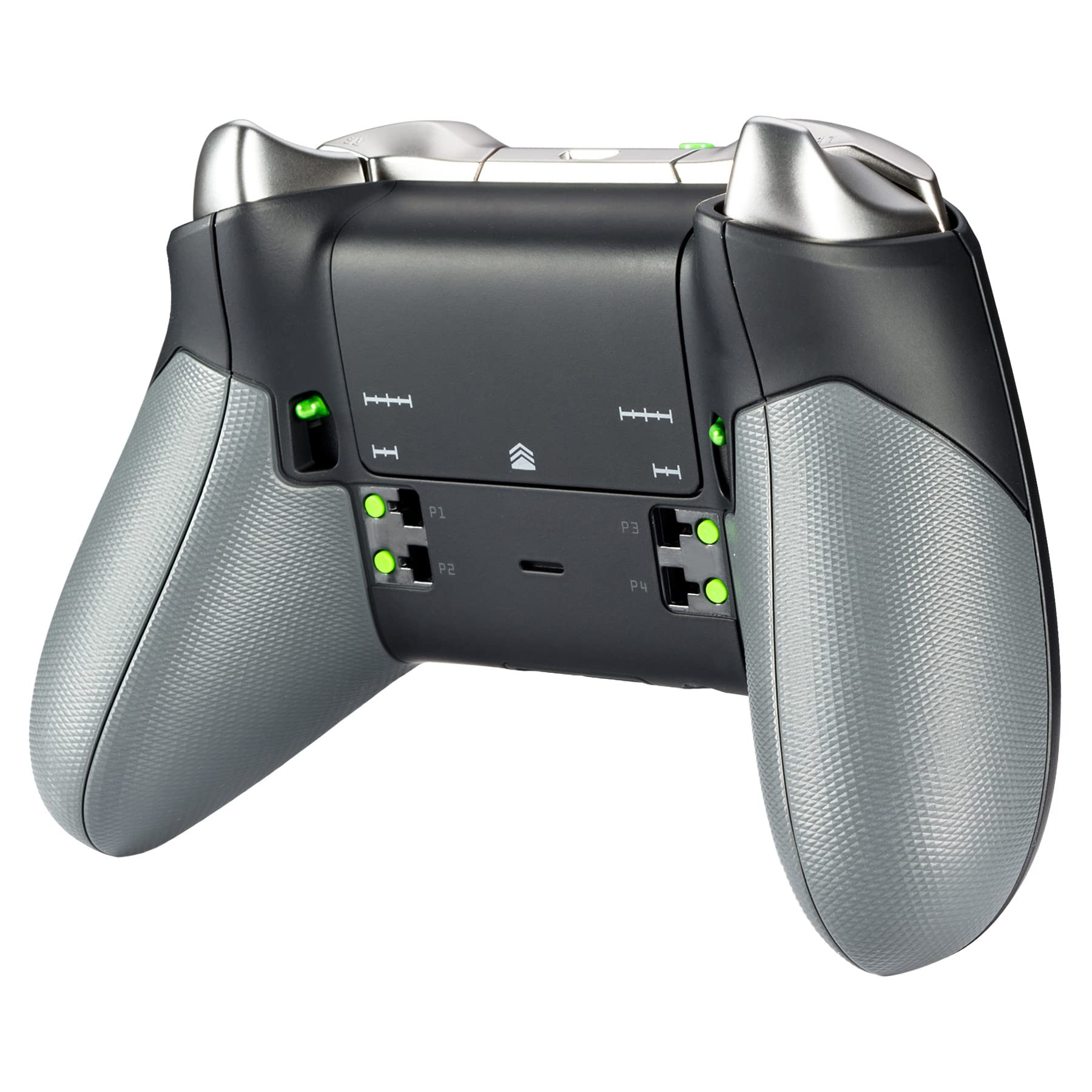 eXtremeRate Gray Rubberized Right Left Side Rails, Replacement Rear Handle Grips, Back Panels Faceplates Kits for Xbox One Elite Controller (Model 1698)