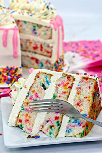Pillsbury Funfetti Premium Cake Mix, 15.25 oz and Funfetti Vanilla Flavored Frosting, 15.6 oz with By The Cup Spatula Knife
