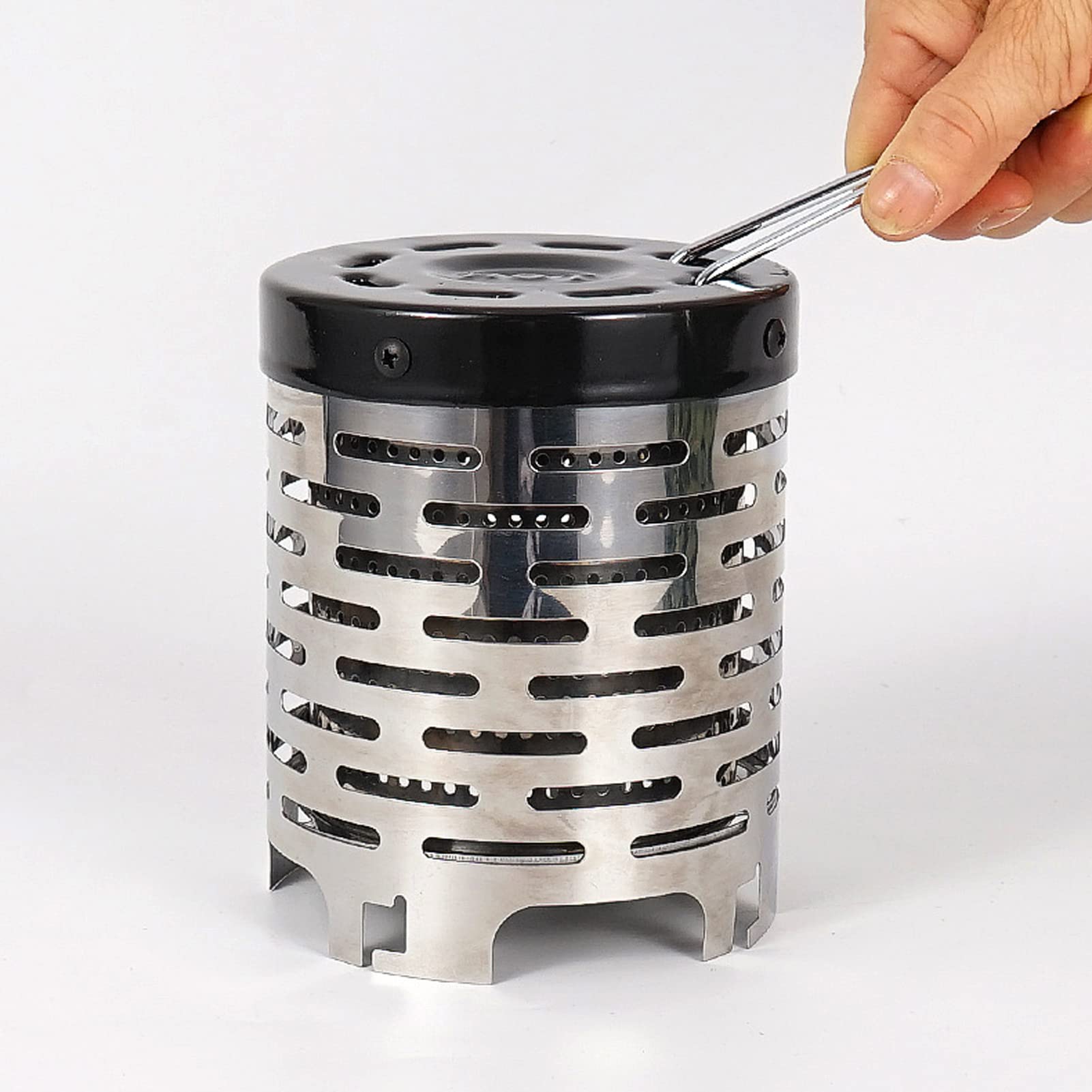 Fdit Camping Mini Heater, Camping Heating Stove Cover Portable Stainless Steel Camping Stove Accessories for Outdoor Winter Fall