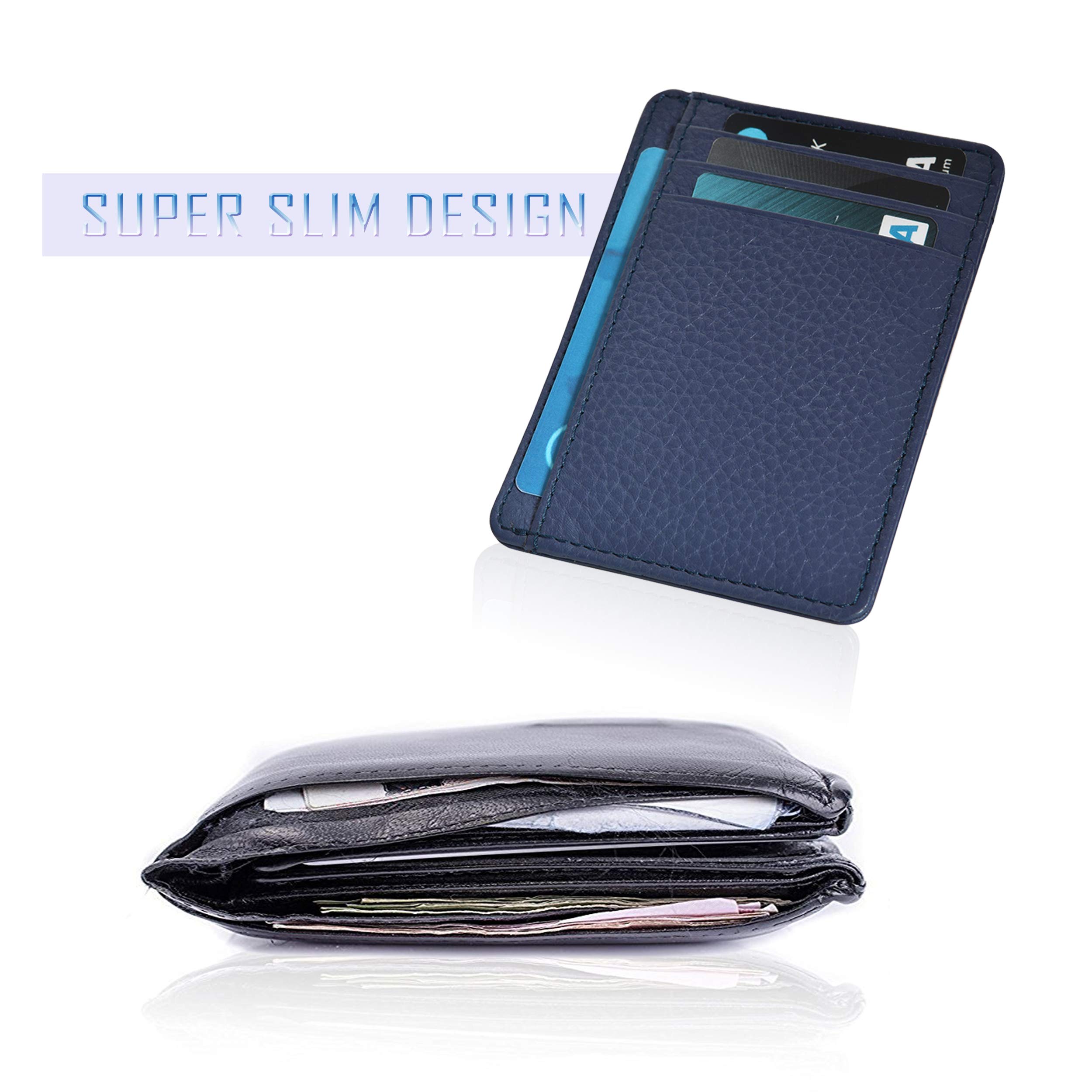 ESTALON Leather Slim Wallet & Credit Card Holder for Men & Women - RFID blocking - Minimalist Design - ID Window - Front Pocket Wallet