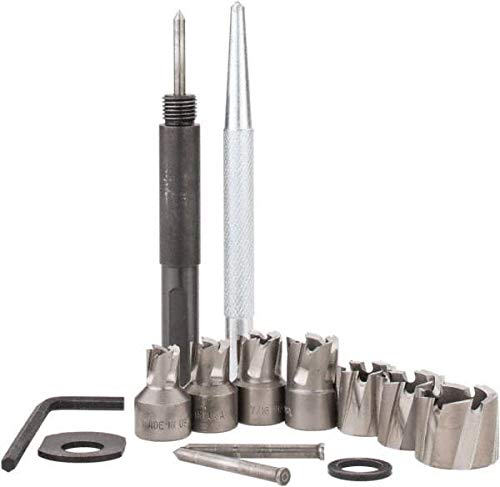 Hougen 11075 RotaCut High Speed Steel Cutter Kit 5/16”, 3/8", 7/16”, 1/2", 9/16”, 5/8, 3/4", 1/4" Cutting Depth, Bright Finish, 3/8" Shank