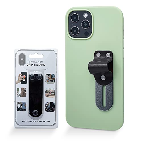 Phone Strap Grip Holder Finger [KN FLAX] Cell Phone Grip Telescopic Phone Finger Strap Stand Universal Finger Kickstand for Most Smartphones (Black)