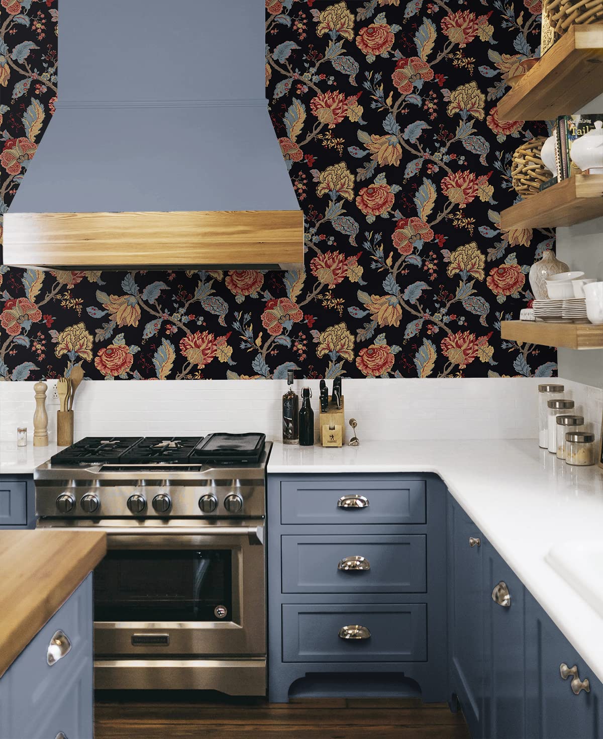 NextWall Kianna Jacobean Floral Peel and Stick Wallpaper (Parchment)