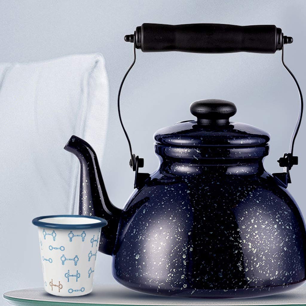 Enamel Kettle Blue Starry Sky Kettle Gas Large Capacity Teapot Whistling Teapot With Anti-scald Handle (2.5L, 84.5OZ) Multifunctional water kettle
