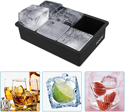 Ice Cube Tray, Large Square Ice Tray and Sphere Ice Ball Maker with Lid for Whiskey, Reusable and BPA Free (Silicone Ice Cube Molds Set of 2)