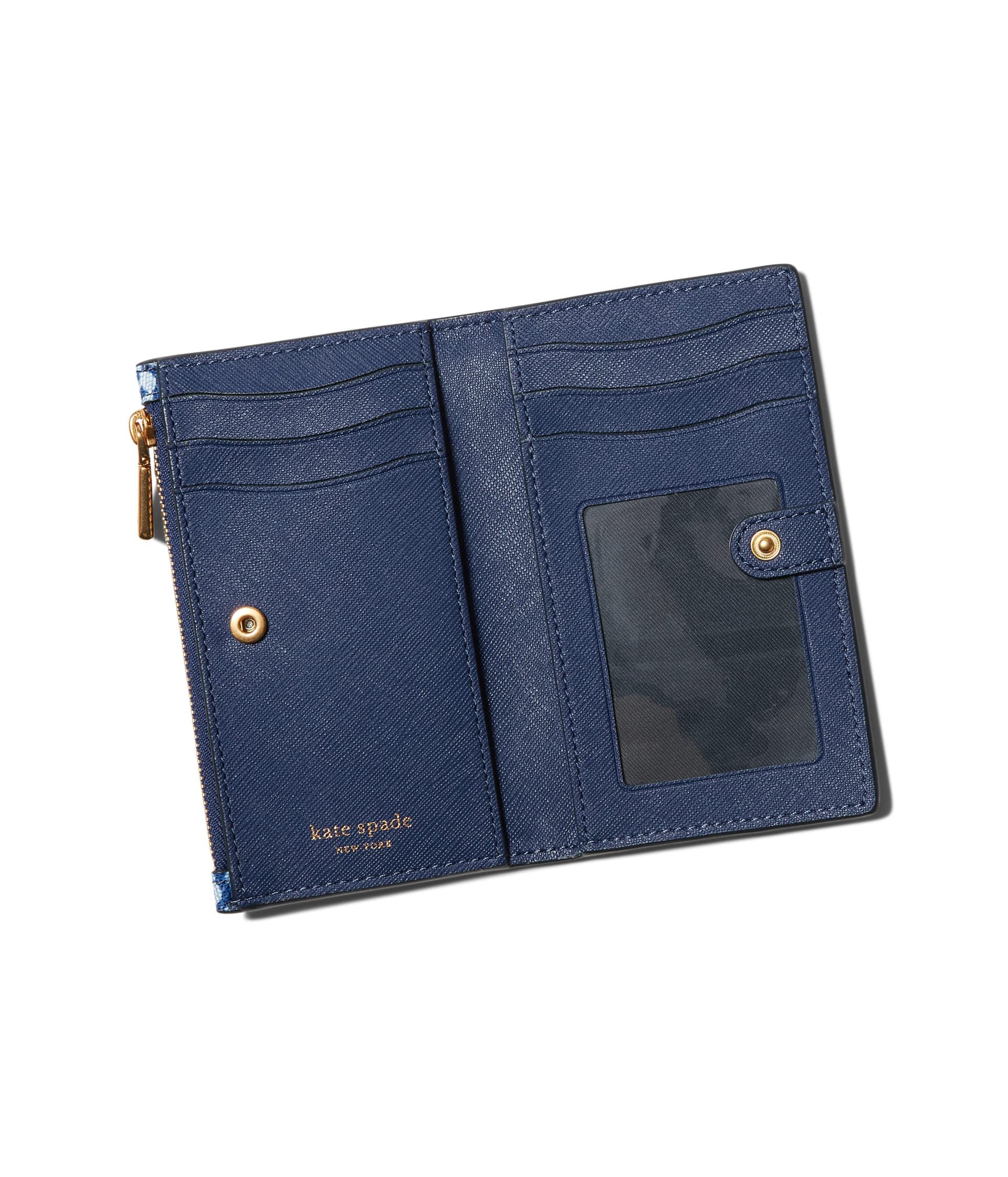 kate spade new york Spade Flower Monogram Coated Canvas Small Slim Bifold Wallet Outerspace Multi One Size