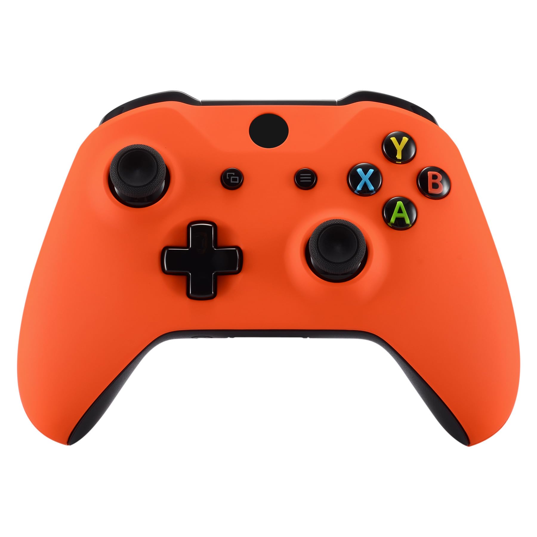 eXtremeRate Soft Touch Top Shell Front Housing Faceplate Replacement Parts with Side Rails Panel for Xbox One X S Controller (Orange)