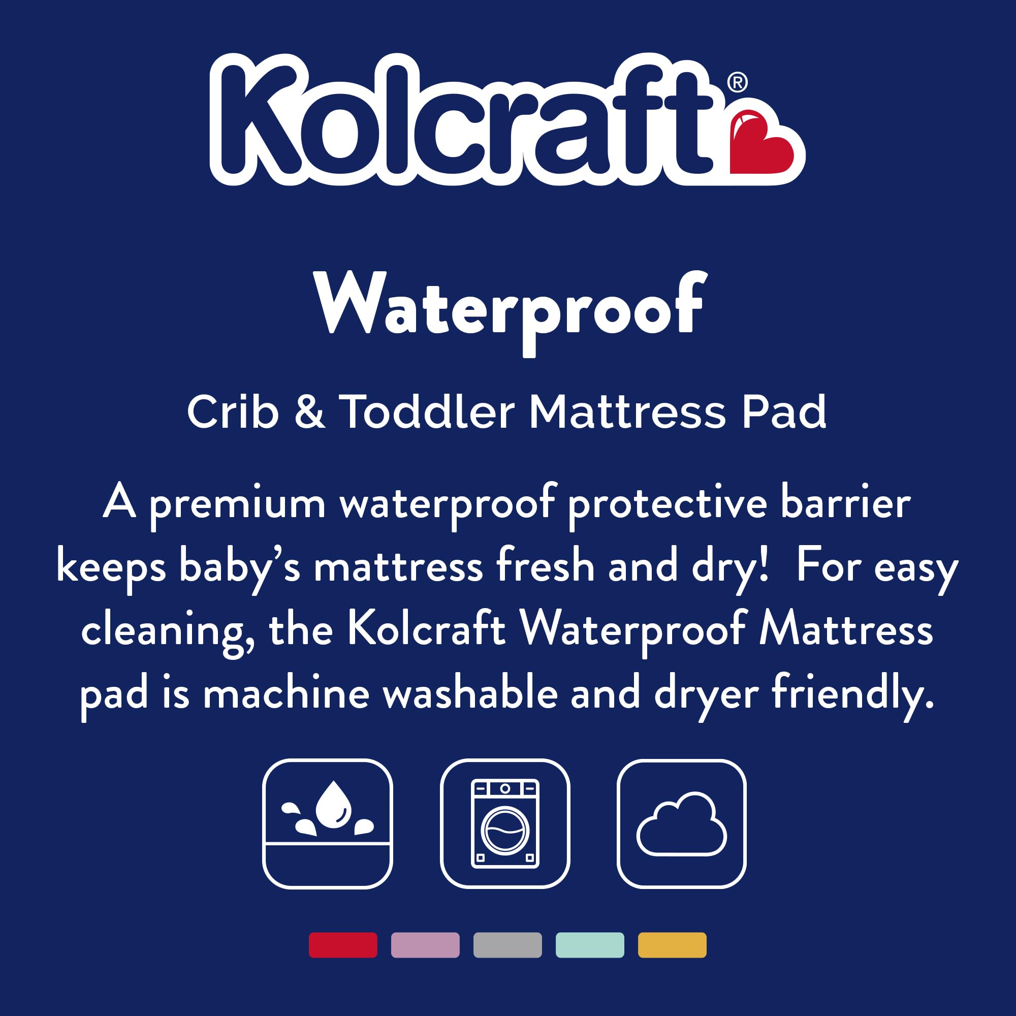 Kolcraft Fitted Waterproof Baby Crib Mattress Protector, Crib Mattress Topper, Crib Mattress Pad, Toddler Bed Mattress Protector, Machine Washable/Dryer Friendly, 52β x 28β- White