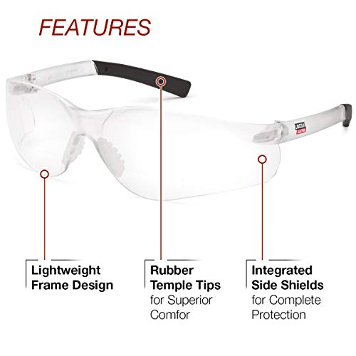 Lincoln Electric Bifocal Safety Glasses | 1.00 Diopter | Soft Rubber Overmolded Frame | Clear Lens |K3117-100