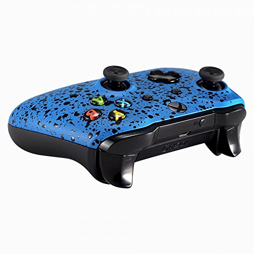 eXtremeRate Textured Blue Faceplate Cover, 3D Splashing Front Housing Shell Case, Comfortable Non-Slip Replacement Kit for Xbox One Wireless Controller Model 1708 - Controller NOT Included