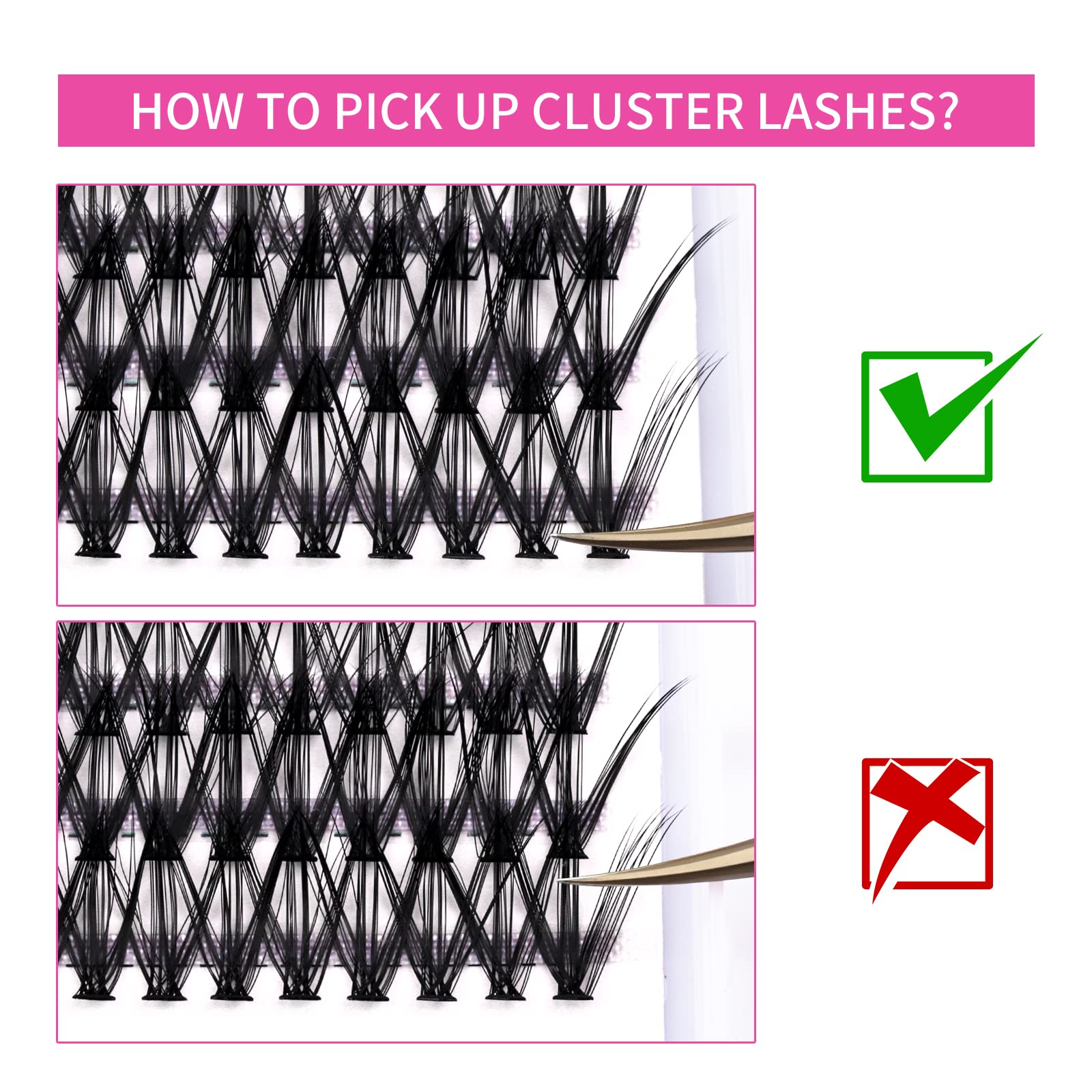 Fadlash DIY Lash Cluster individual Eyeslash Extension Volume Lash Clusters Thick Band Wispy Natural Eyelash Extension,Large Tray (40D-0.07-D, 8-16mm)