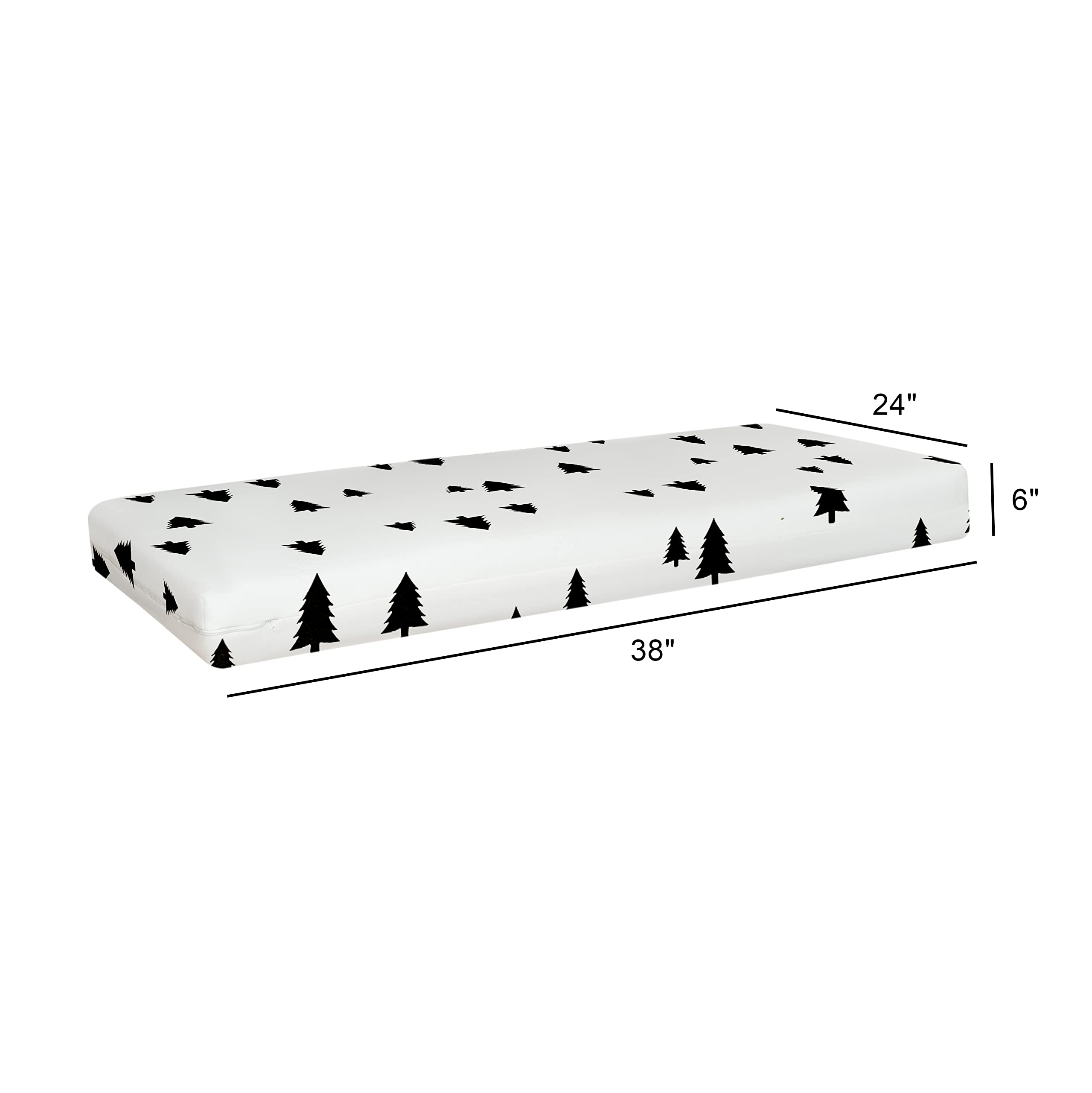 Mini Crib Pack n Play Travel Crib Fitted Sheet - White with Black Trees 100% Cotton Lightweight