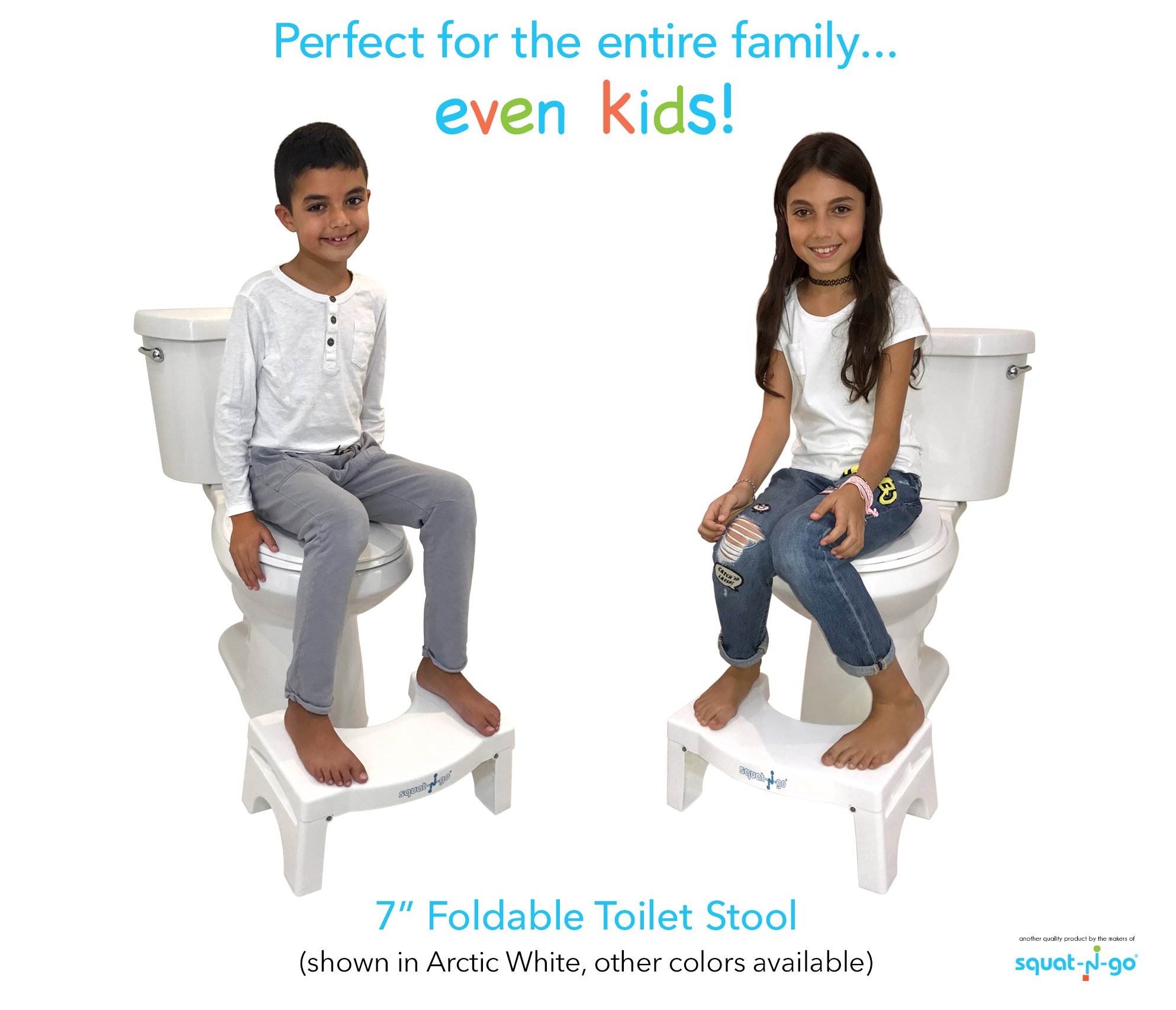 Squat N Go Folding Squatting Stool | The Only Foldable Toilet Stool | Convenient and Compact Great for Travel | Fits All Toilets, Folds for Easy Storage, Use in Any Bathroom | White Color |