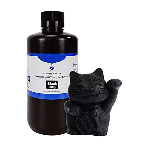 Photopolymer Resin, 500g LCD DLP High Toughness 3D Printer Resin UV Curing for Model(Black)