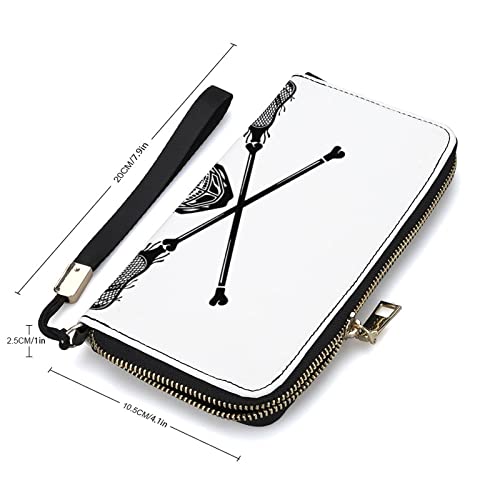 FunnyStar Black Lacrosse Women's Long RFID Hand Wallet Wristlet Clutch Purse PU Leather Handbag with Wrist Strap