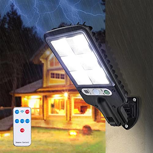 Solar Street Light, Ip65 Waterproof Outdoor Solar Powered Lights Dusk to Da-Wn with Motion Sensor Led Security Flo-Od Light for Parking Lot, Remote Control,Durable & Waterproof