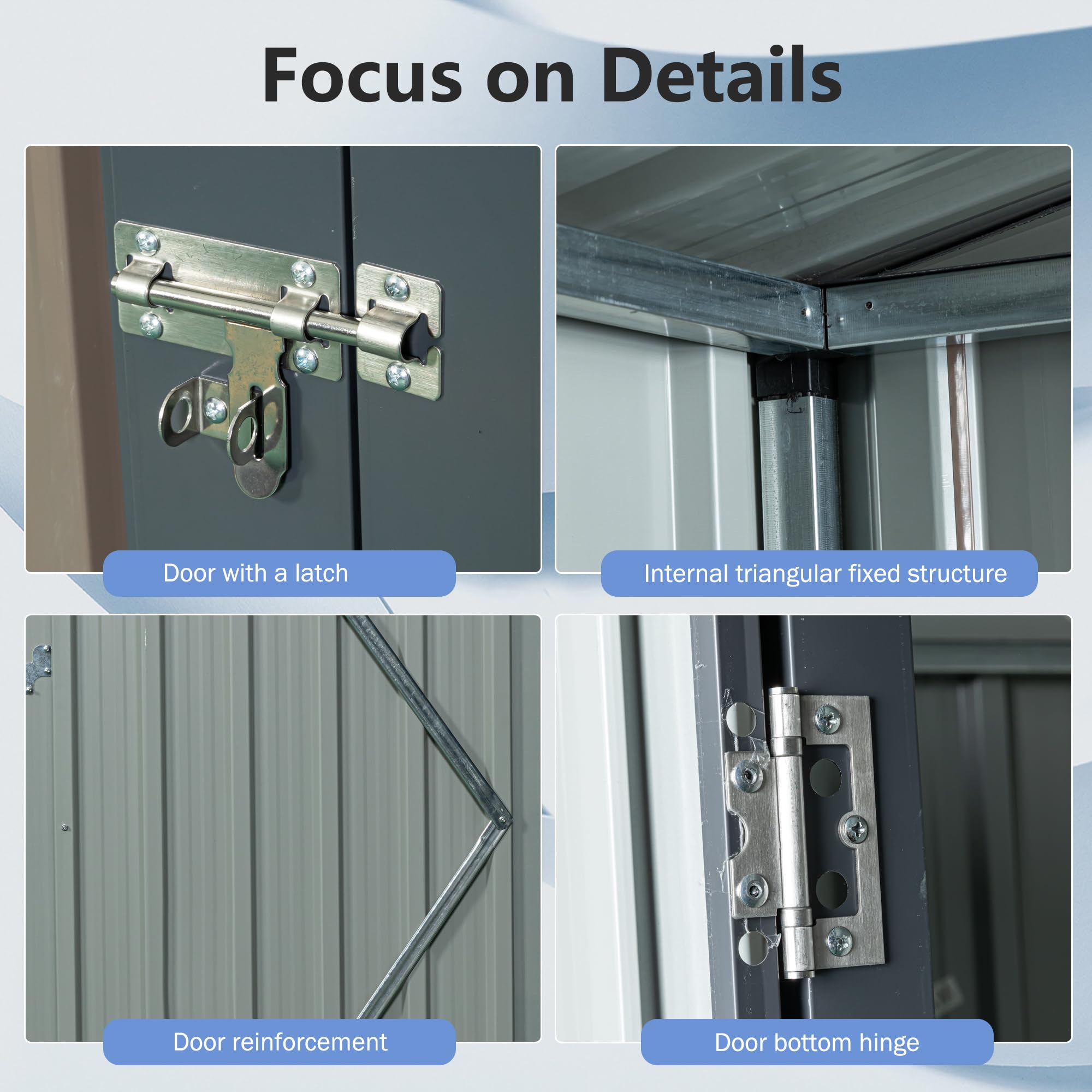 Outdoor Metal Storage Shed with Sliding Doors Padlock Aluminum Frames Easy Assembly Tool Storage Shed for Backyard Garden Pa