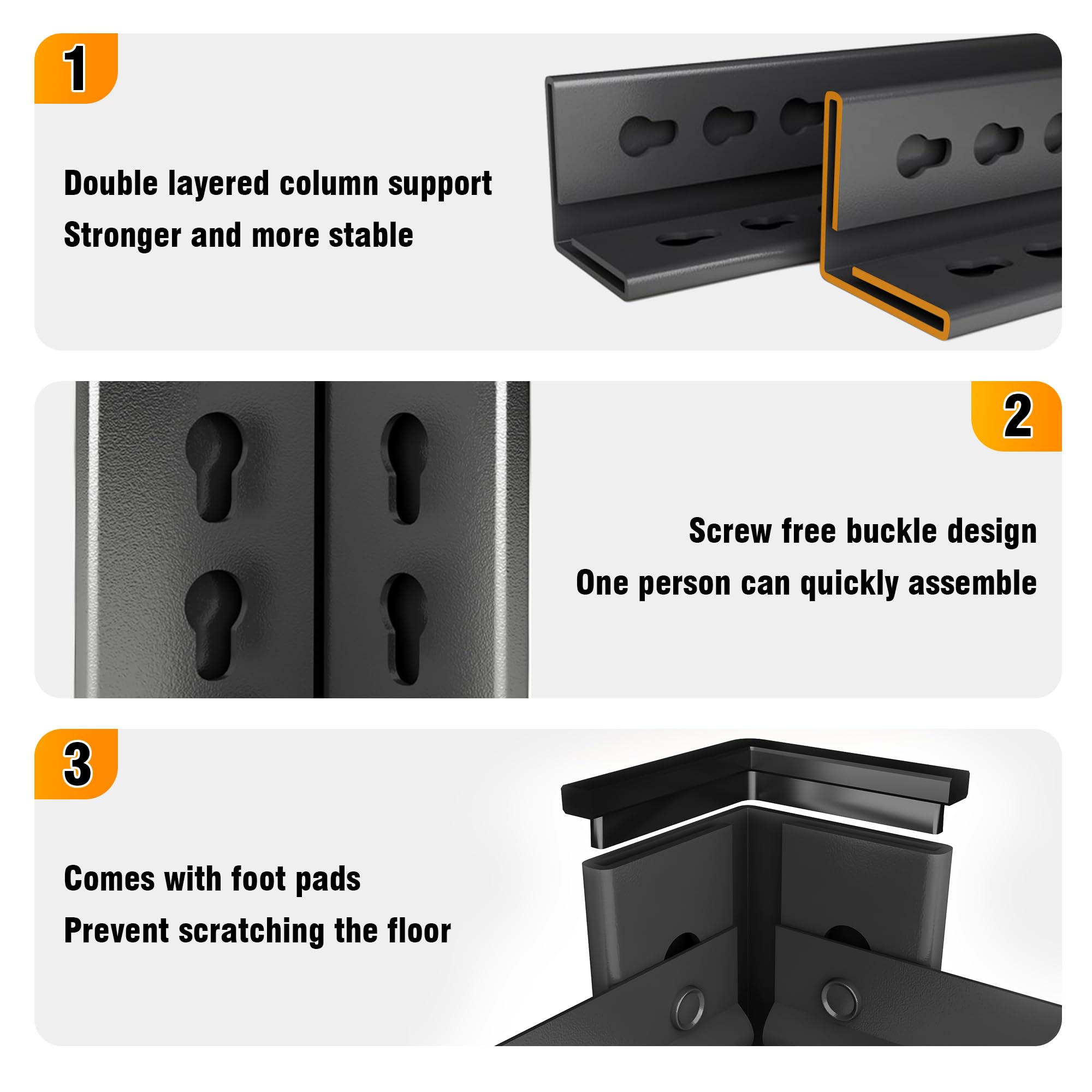 PRESTELION 36" H Garage Shelving Unit-Adjustable 3-Tier Easy Assembly Metal Storage Rack|1000 lbs Capacity Shelf|Shelves & Rust-Resistant|Perfect for Garage,Basement,Workshop Organization