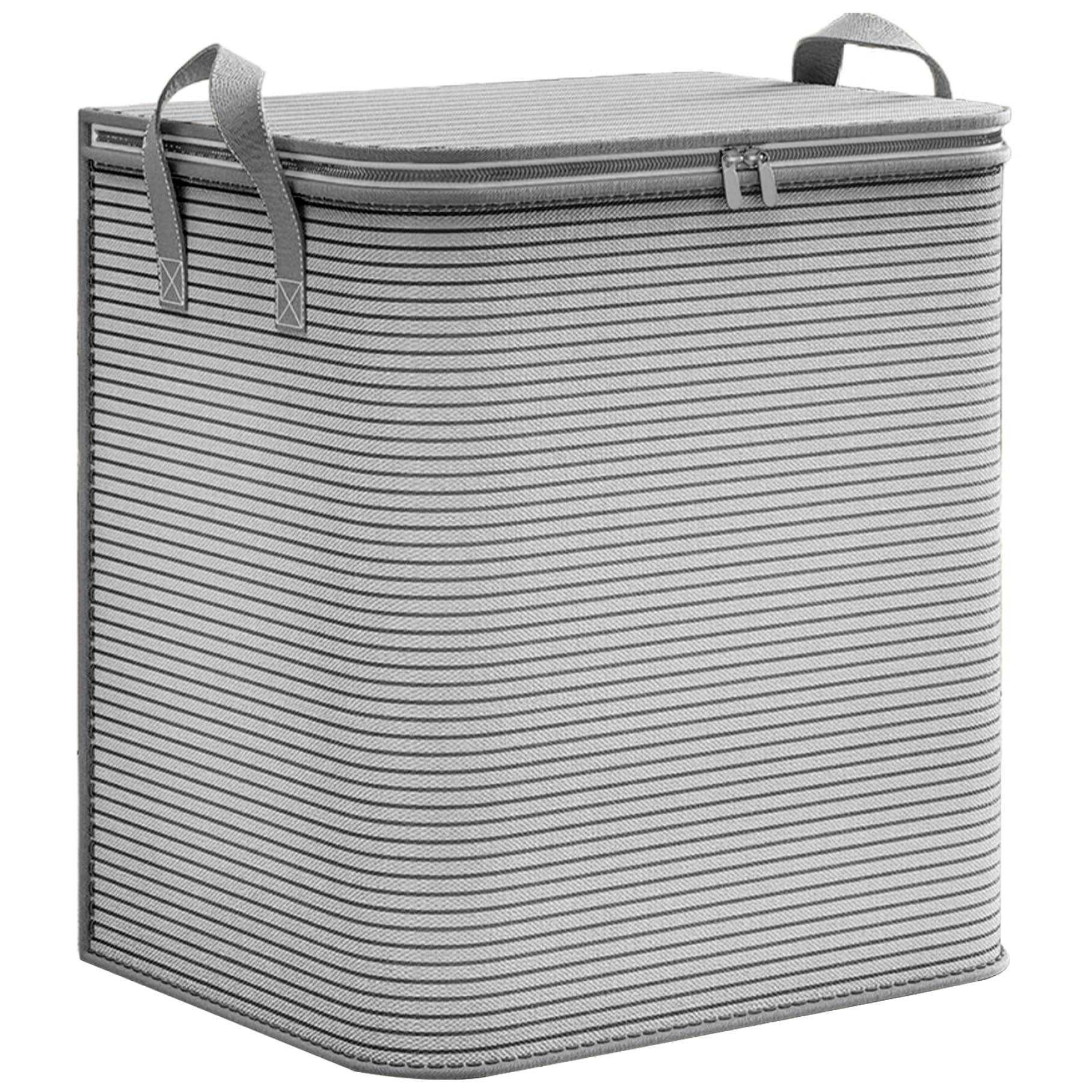 Pastoralist Clothes Hamper Dustproof Clothes Storage Bin 176lbs Heavy Loading Fabric Storage Bins with Zipered Lid ＆ Handles Blanket Storage for Closet Organization Grey, Clothes Storage Bin