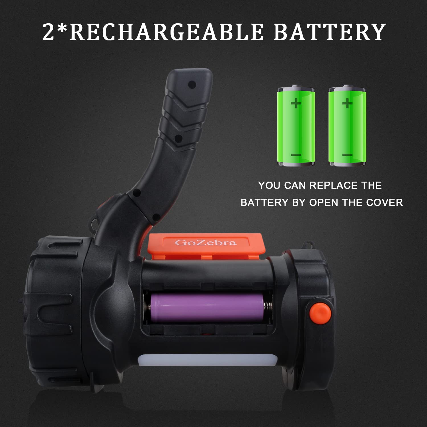 GoZebra Rechargeable LED Flashlight High Lumen, Super Bright 6000 Lumen Spotlight Flashlight Camping Lantern, High Powerful Large Handheld Flash Light for Camping Hiking Fishing Working