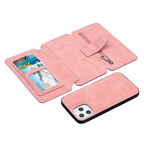 Fansipro Zipper Wallet Folio Case for SAMSUNG Galaxy A40, Premium PU Leather Slim Fit Cover for Galaxy A40, 4 Card Slots, 1 Transparent Photo Frame Slot, Anti-Scratch, Pink