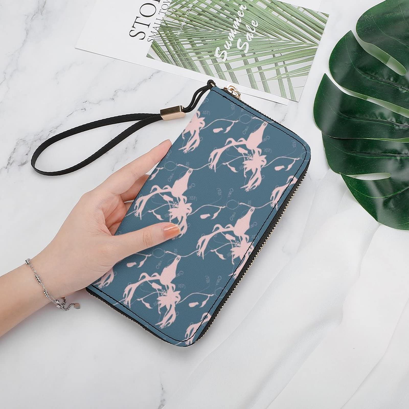 FunnyStar Deer Skull Pattern Travel Wallet Leather Wristlet Purse Portable Case For Boarding Pass ID Money Tickets With Zipper