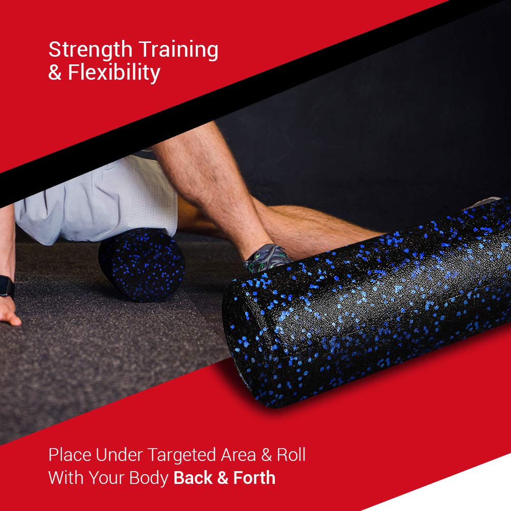 Foam Roller Set 18" Foam Back Roller, 18" Massage Stick, Foot Roller, Spiky Massage Ball, Massage Roller Ball, for Pain Tightness Plantar Fasciitis Relief Deep Tissue Massage Home Gym Muscle Roller